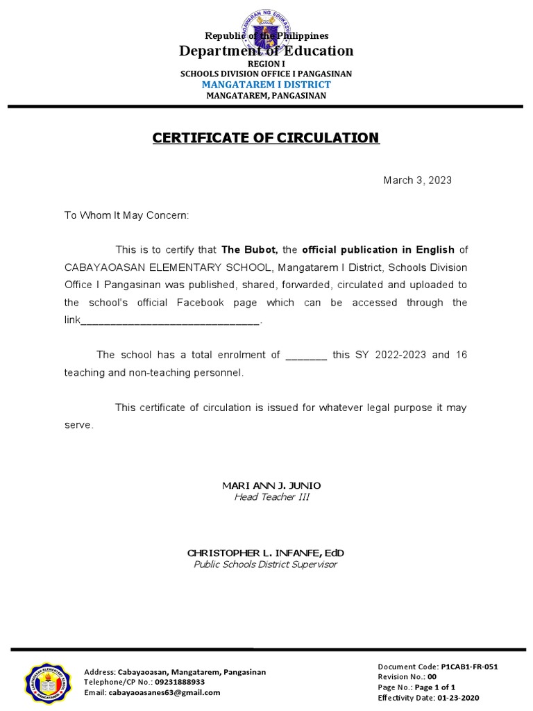 Template-Cert-of-Circulation Sample | PDF