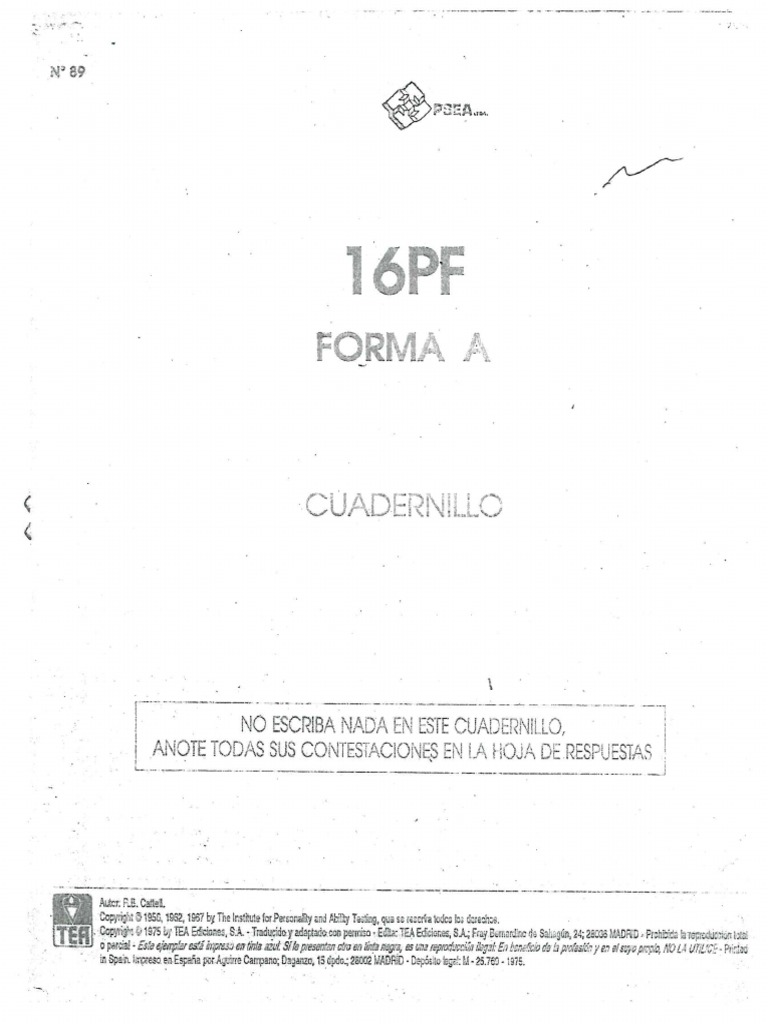 Cuadernillo 16PF | PDF