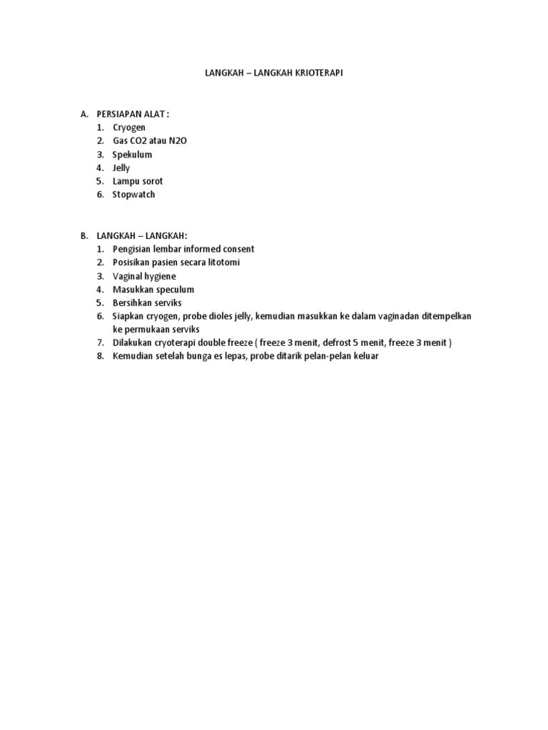 Langkah-Langkah Krioterapi Serviks | PDF