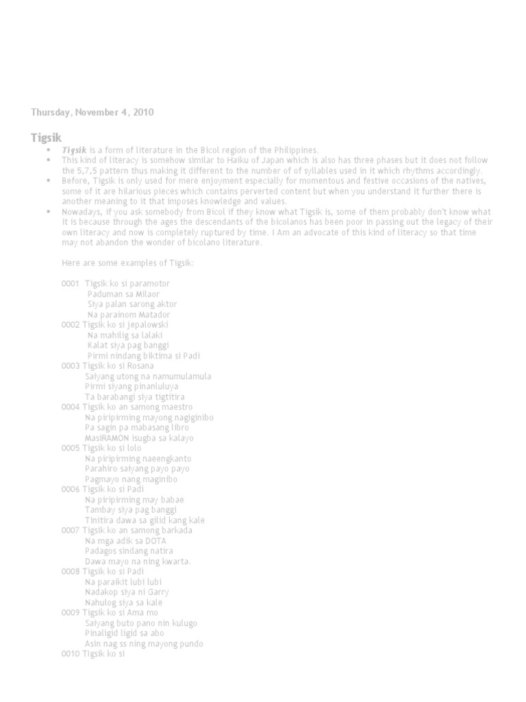 Bicol Literature | PDF | Mystery, Thriller & Crime Fiction | Poetry