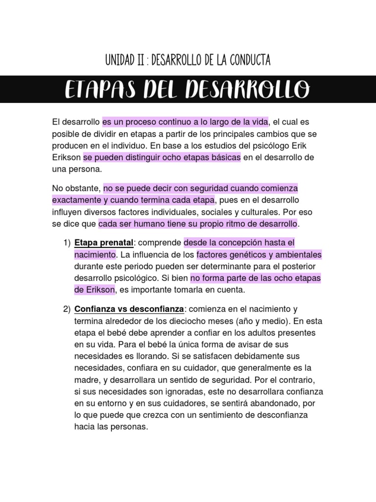 Etapas Del Desarollo de La Conducta | PDF | Adultos | Conceptos ...