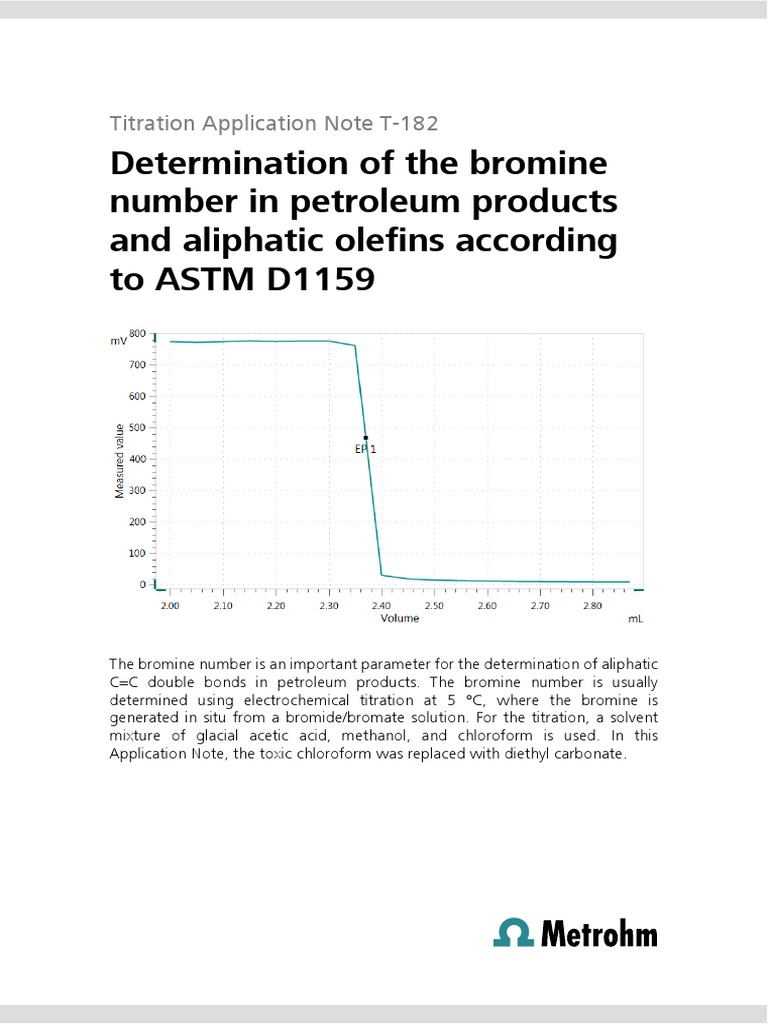 Determination of The Bromine Number in Petroleum Products and Aliphatic Olefins According To ...