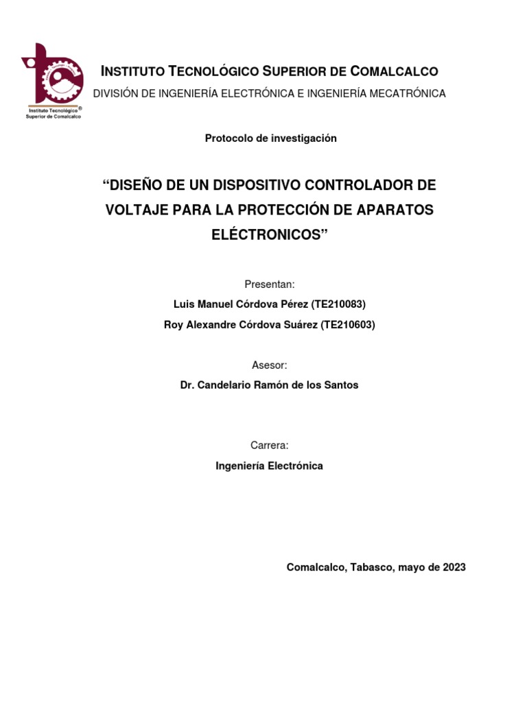 Avance Del Protocolo | PDF | Ingenieria Eléctrica | Electrónica