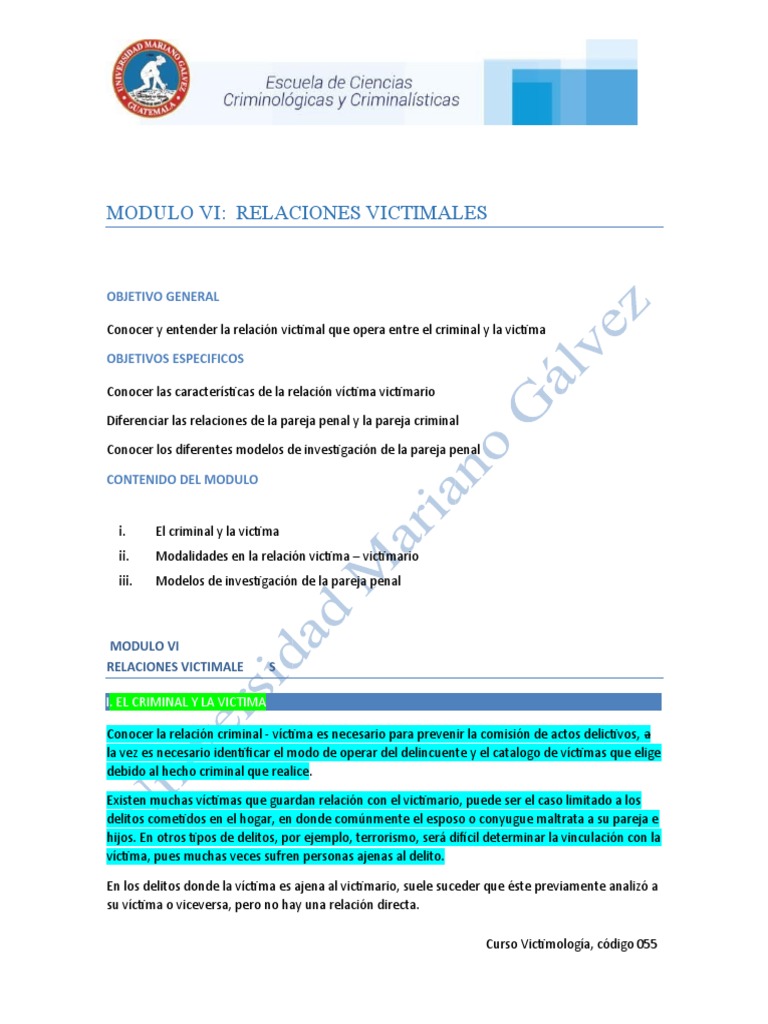 Modulo Vi Relaciones Victimales (1) .. | PDF | Victimologia | Derecho penal