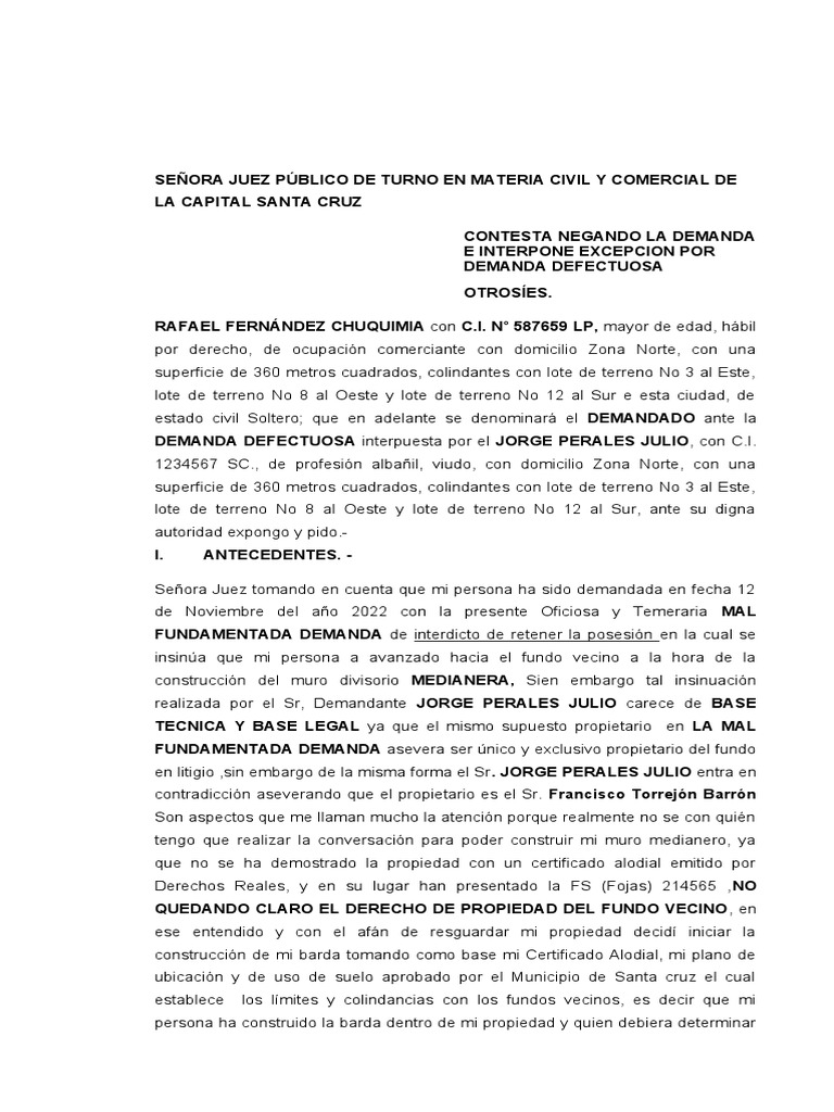 Contestacion de La Demanda | PDF