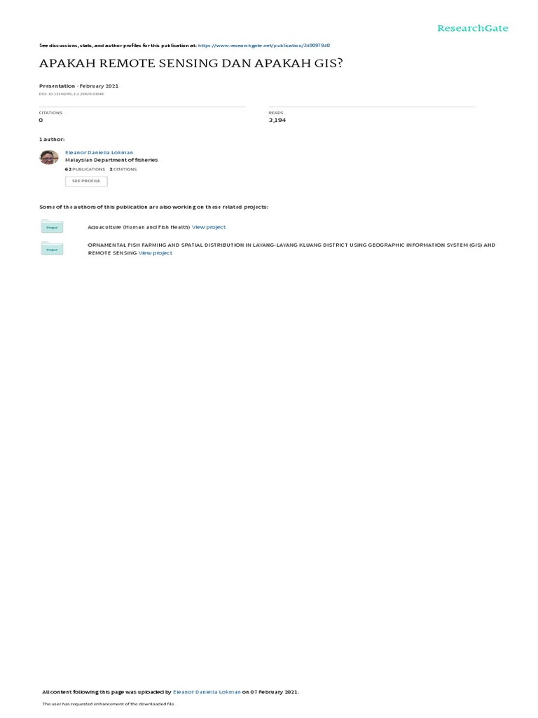 Apakah Gis Dan Remote Sensing | PDF