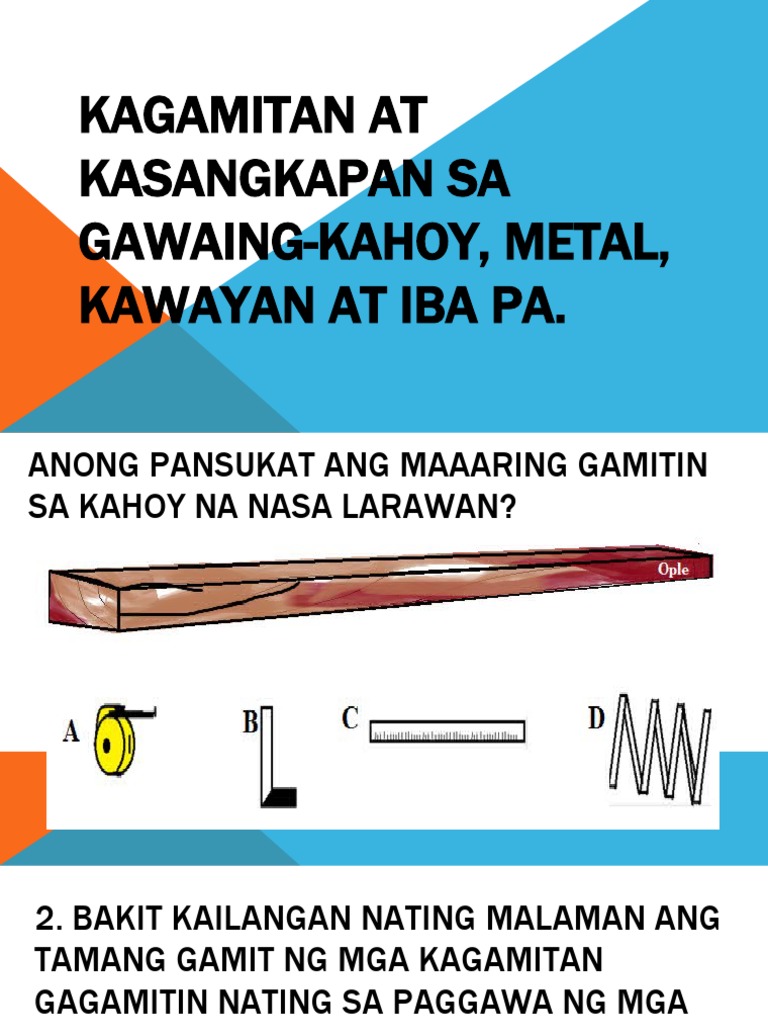 EPP 5 Q4 WEEK 2 LESSON 2 Kagamitan at Kasangkapan Sa Gawaing-Kahoy ...