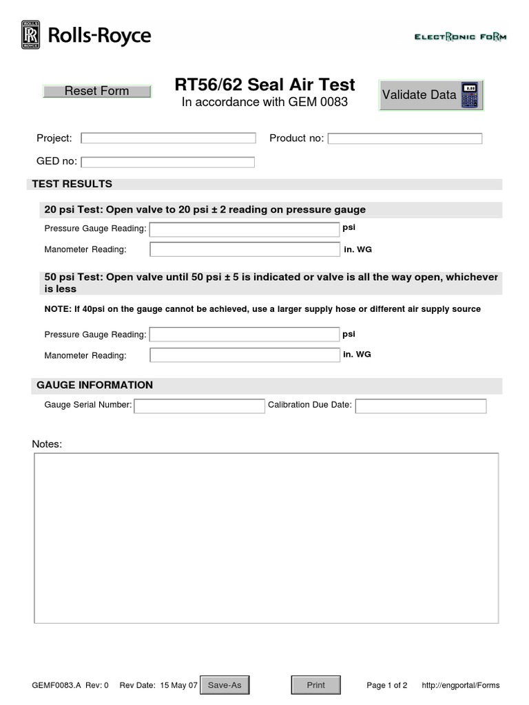 GEMF0083.A - RT56 RT62 Seal Air Test | PDF