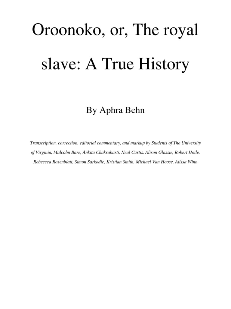 Behn Oroonoko | PDF | Law | History