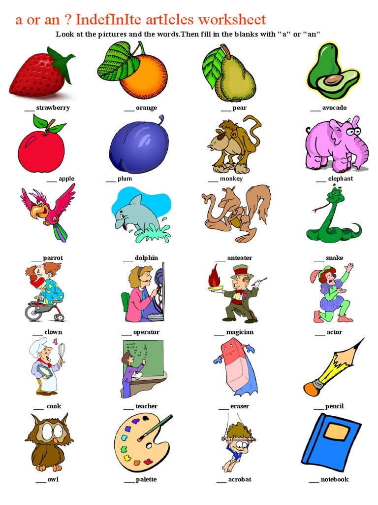 Articles A or An Exercise Worksheet | PDF