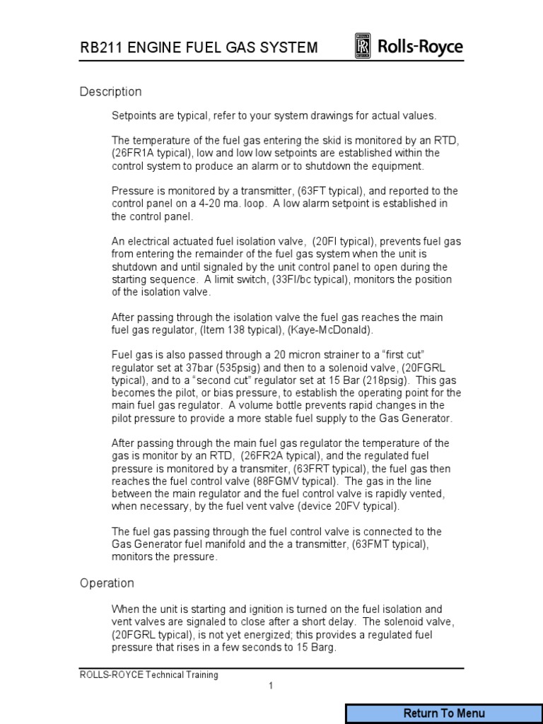 RB211 Fuel Gas Desc | PDF