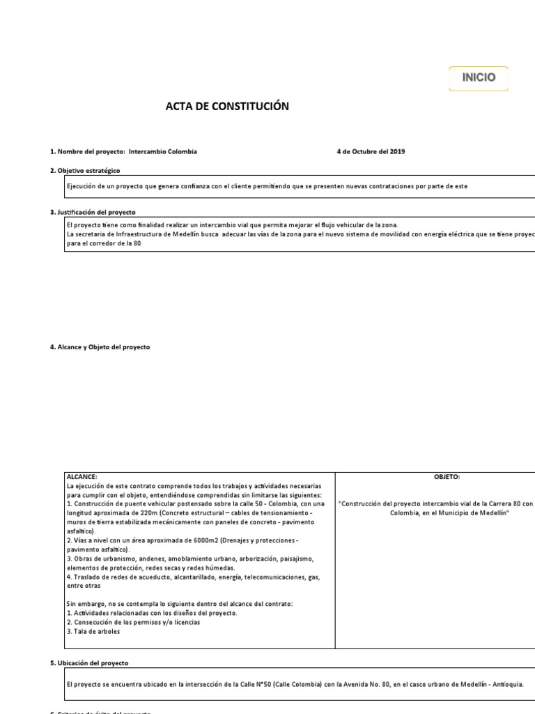 Acta de Constitución | PDF | Calle | Colombia