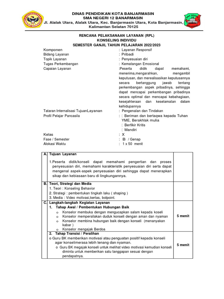 RPL Konseling Individu | PDF