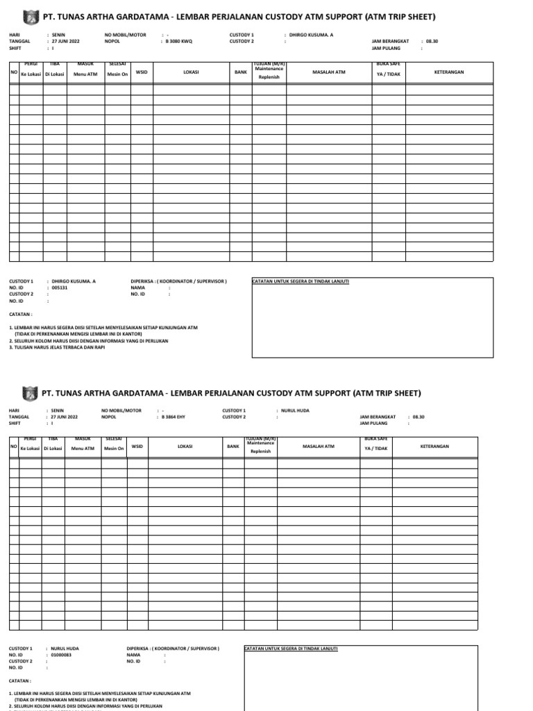 Trip Sheet | PDF