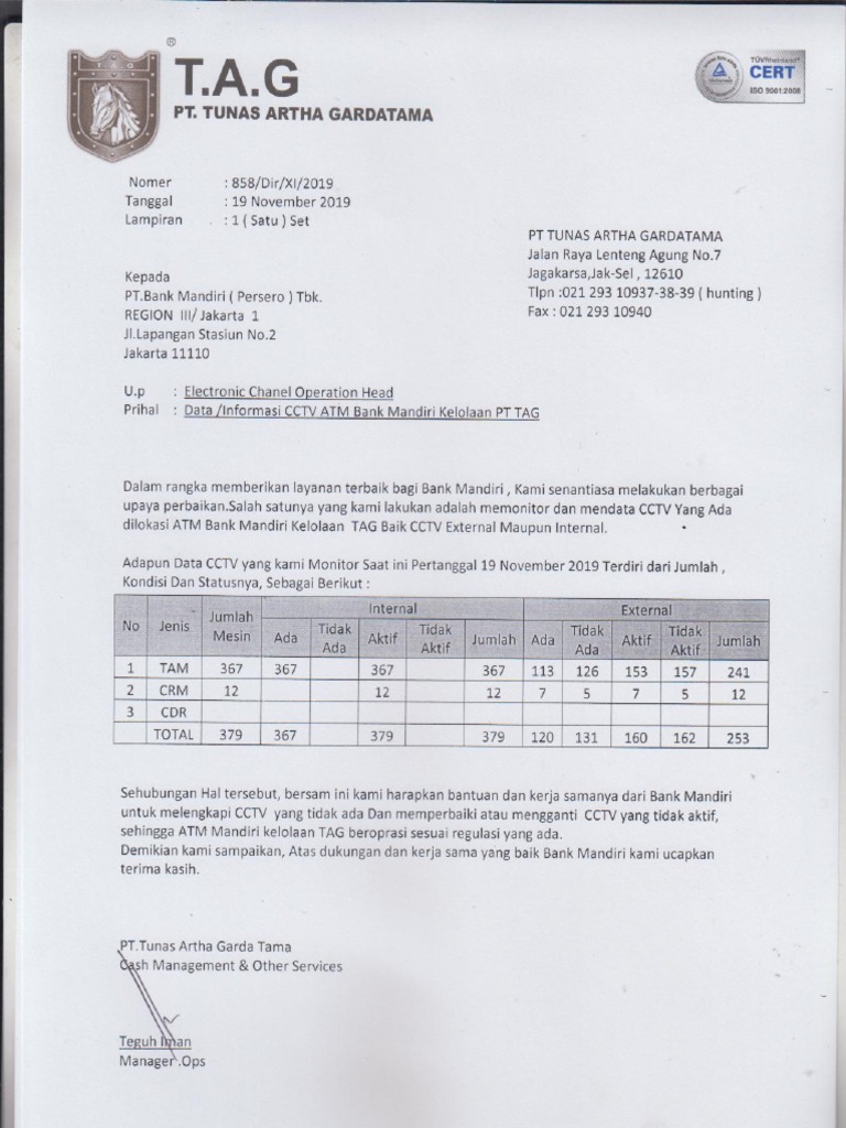 Surat Bank Mandiri | PDF