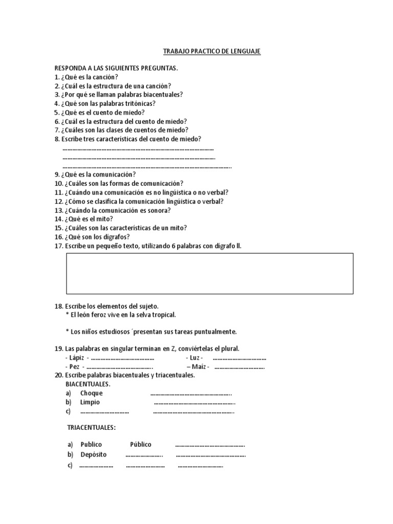 Trabajo Practico de Lenguaje | PDF