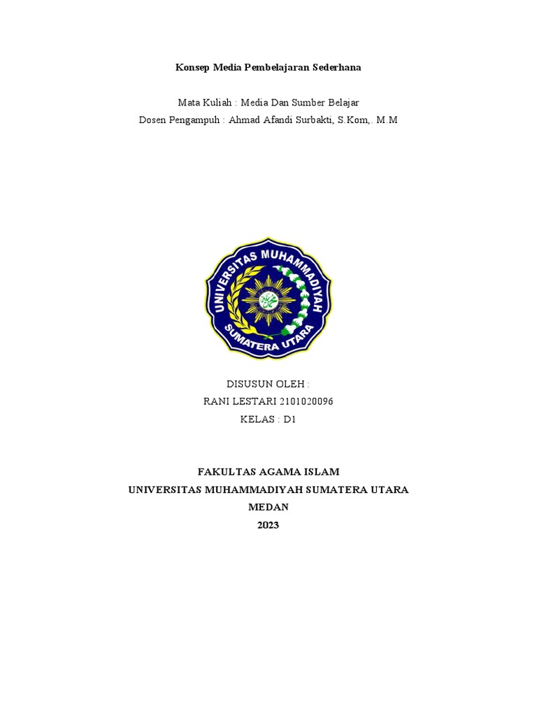 Konsep Media Pembelajaran Sederhana (Rani Lestari 2101020096) | PDF