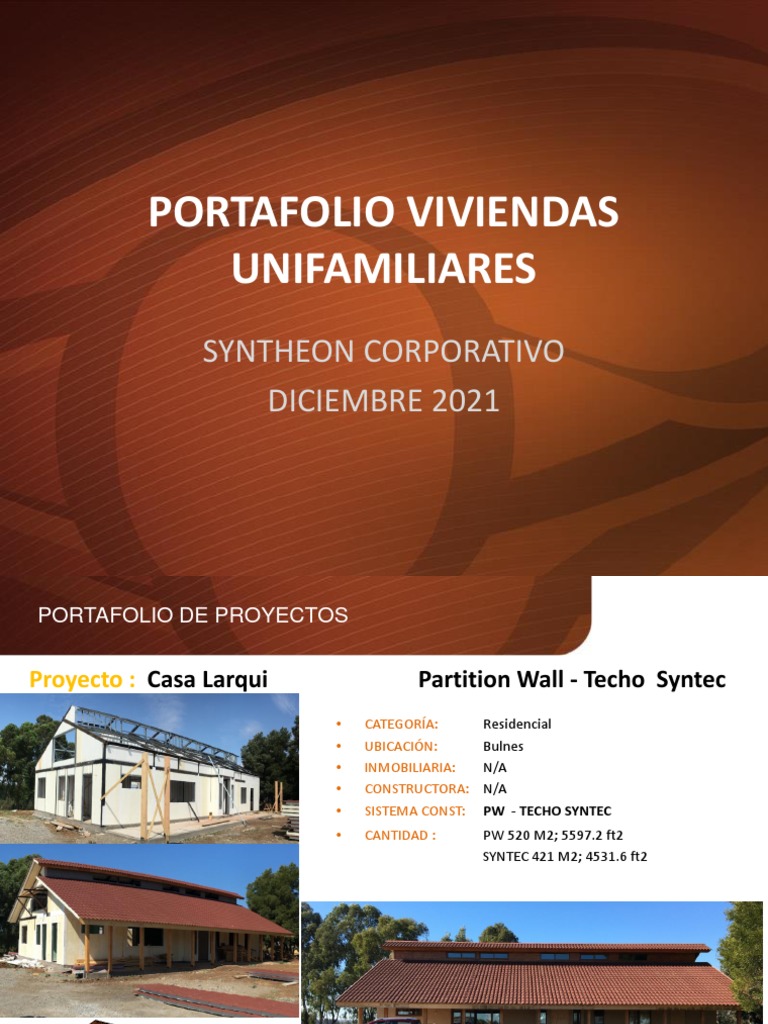 SYNTHEON - Portafolio de Proyectos Viviendas Unifamiliares. | PDF