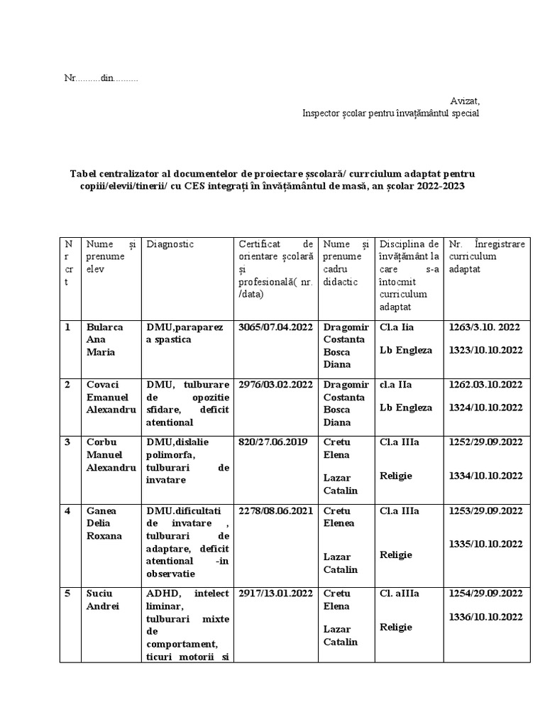 Anexă Tabel Ces SC 4 | PDF