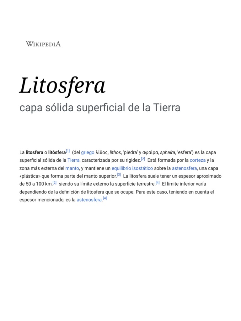 Litosfera - Wikipedia, La Enciclopedia Libre | PDF | Geofísica ...