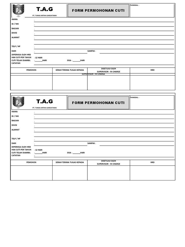 Formulir Cuti PT. Tunas Artha | PDF