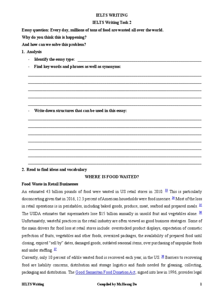 Les 3 IELTS WRITING Task 2 - Food Waste | PDF | Restaurants | Waste