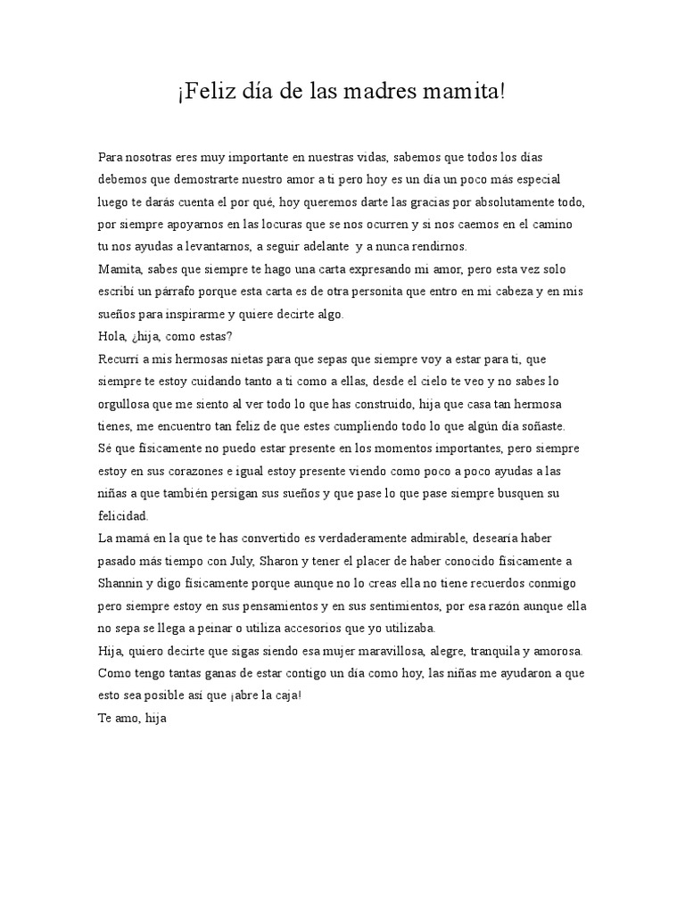 Carta Del Día de Las Madres | PDF