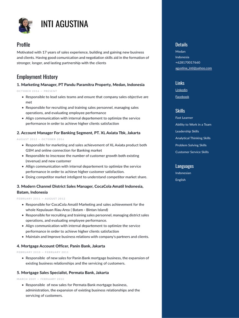 CV Inti English 8 Riwayat | PDF | Sales | Business Economics