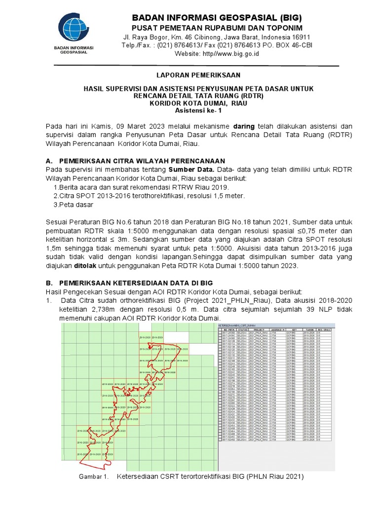 Lap Pemeriksaan Sumber Data RDTR Dumai | PDF