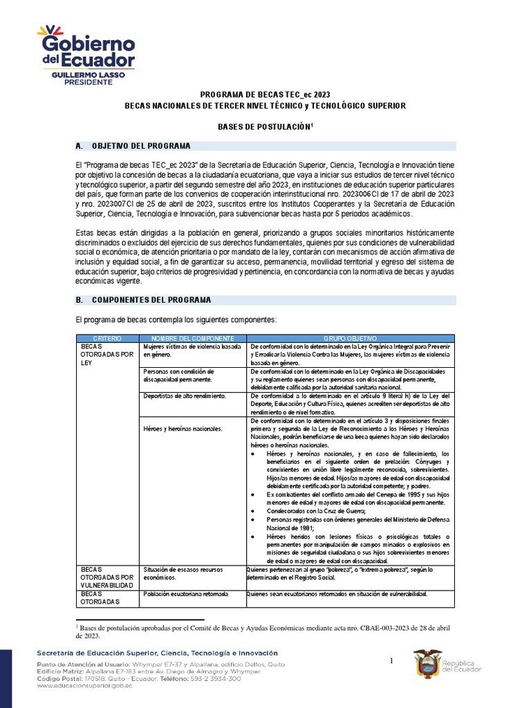 Becas | PDF | Educación más alta | Ecuador