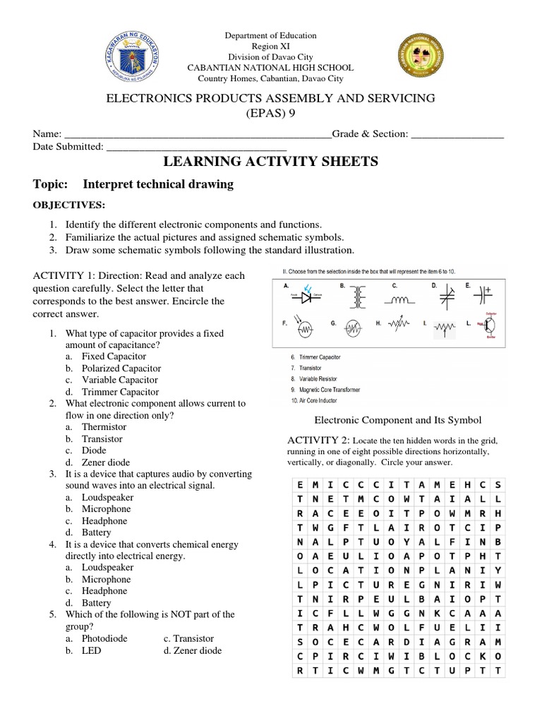 Learning Activity Sheets Symbols | Download Free PDF | Capacitor ...