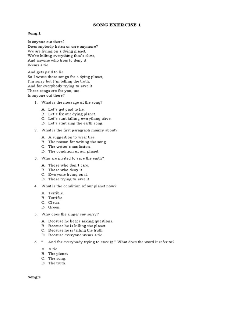 Song Exercise 1 | PDF