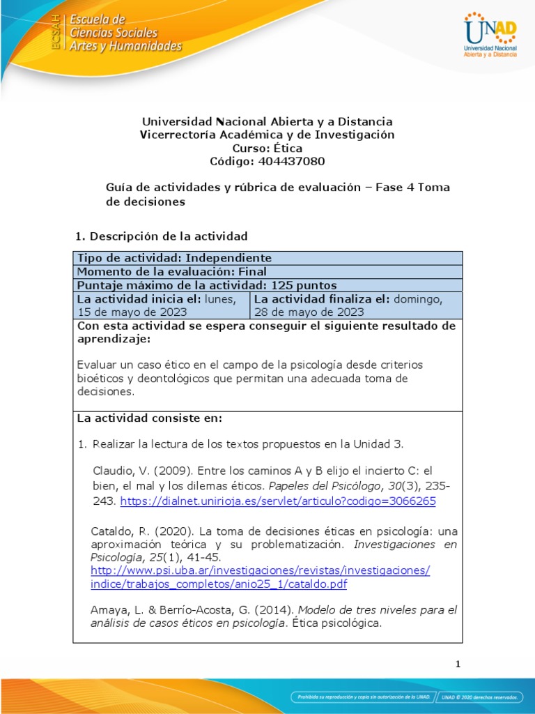 Guia de actividades y Rúbrica de evaluación - Unidad 3 - Fase 4 - Toma de decisiones | PDF ...