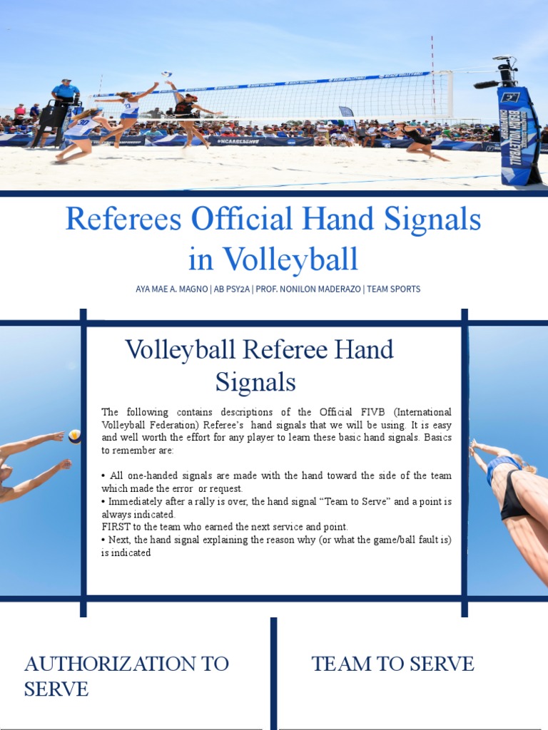 FIVB Volleyball Referee Hand Signals | PDF