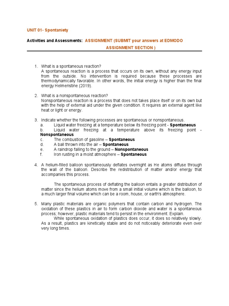 Assignment Lesson 5 UNIT 01 and UNIT 02 | Download Free PDF | Chemical ...