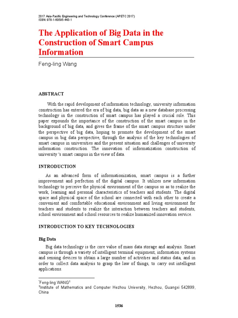 Applying Big Data to Construction of Smart Campus Information | PDF | Data | Cloud Computing
