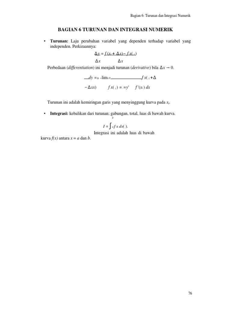 Bagian 6 Turunan Dan Integrasi Numerik | PDF