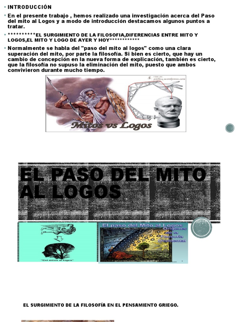 El Paso Del Mito Al Logos | PDF