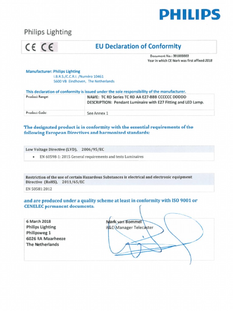 RD-Series Declaration of Conformity | PDF