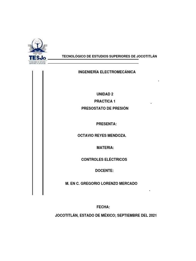 Practica Presostato KVC | PDF | Relé | Ingenieria Eléctrica