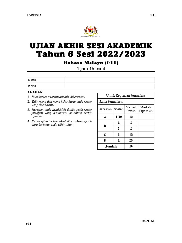 Bm Tahun 6 Pdf