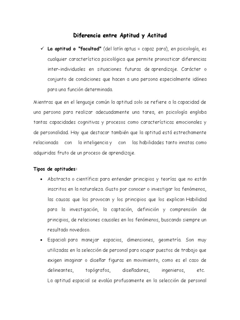 Aptitud vs Actitud: Psicología y Ejemplos | PDF | Crecimiento personal y profesional