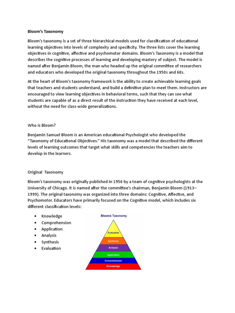 Educ 70 Blooms Taxonomy of education revised | PDF