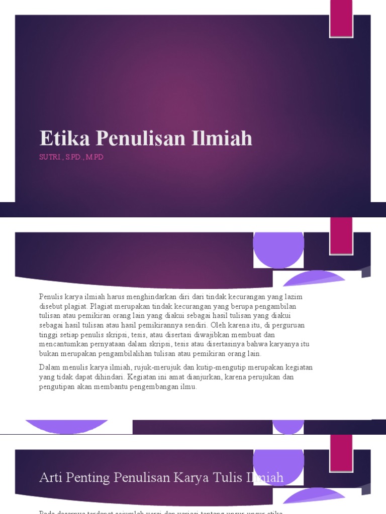 Etika Penulisan Ilmiah-Dikonversi | PDF