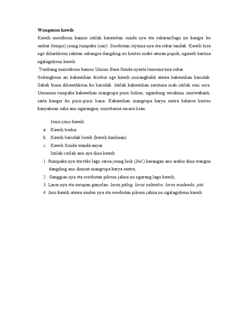 Materi PHB Basa Sunda Kelas Xi | PDF