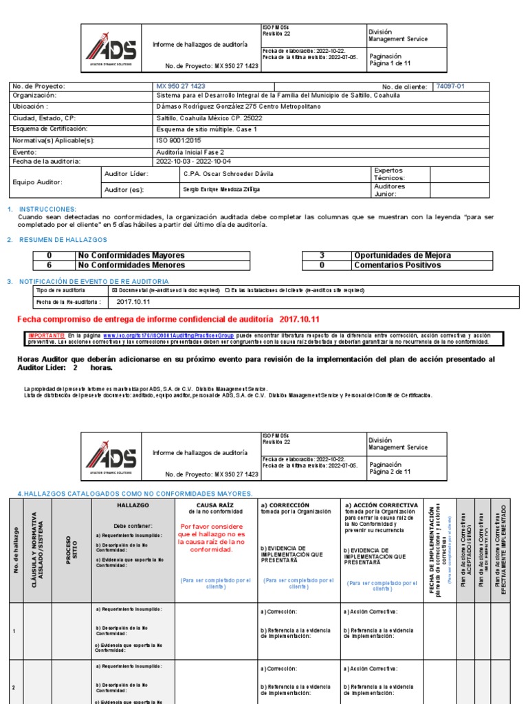 ADS - Informe de Hallazgos de Auditoria F-II | PDF