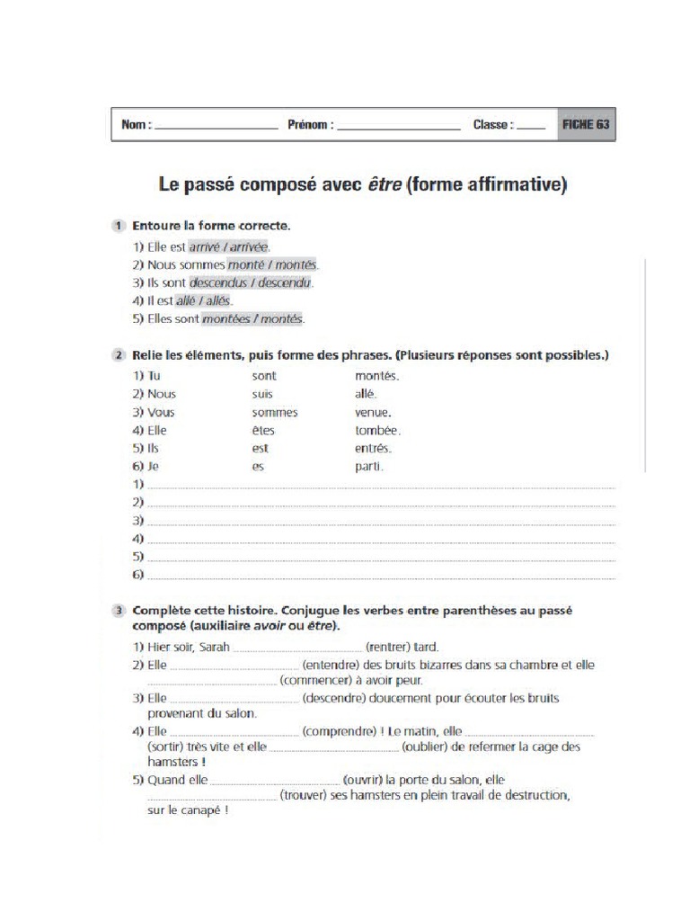 Fiches Avec Passé Composé | PDF
