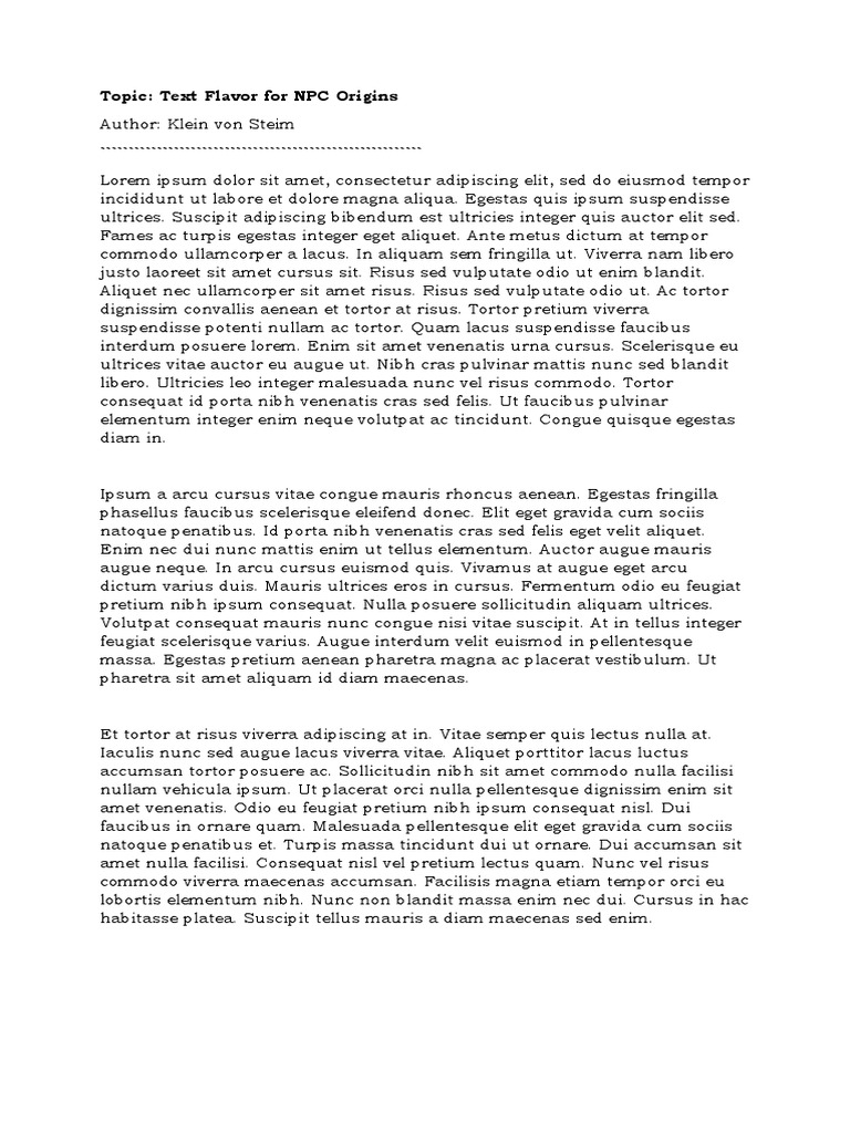 Text-flavor for NPC Sample | PDF