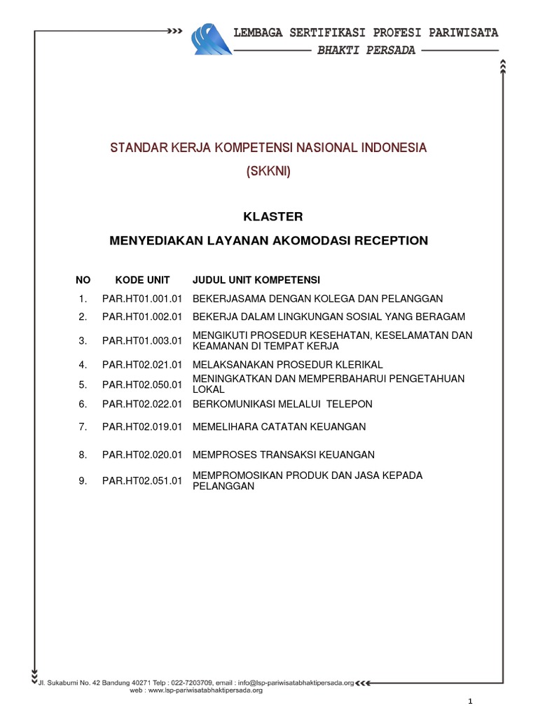 Menyediakan Layanan Akomodasi Reception | PDF