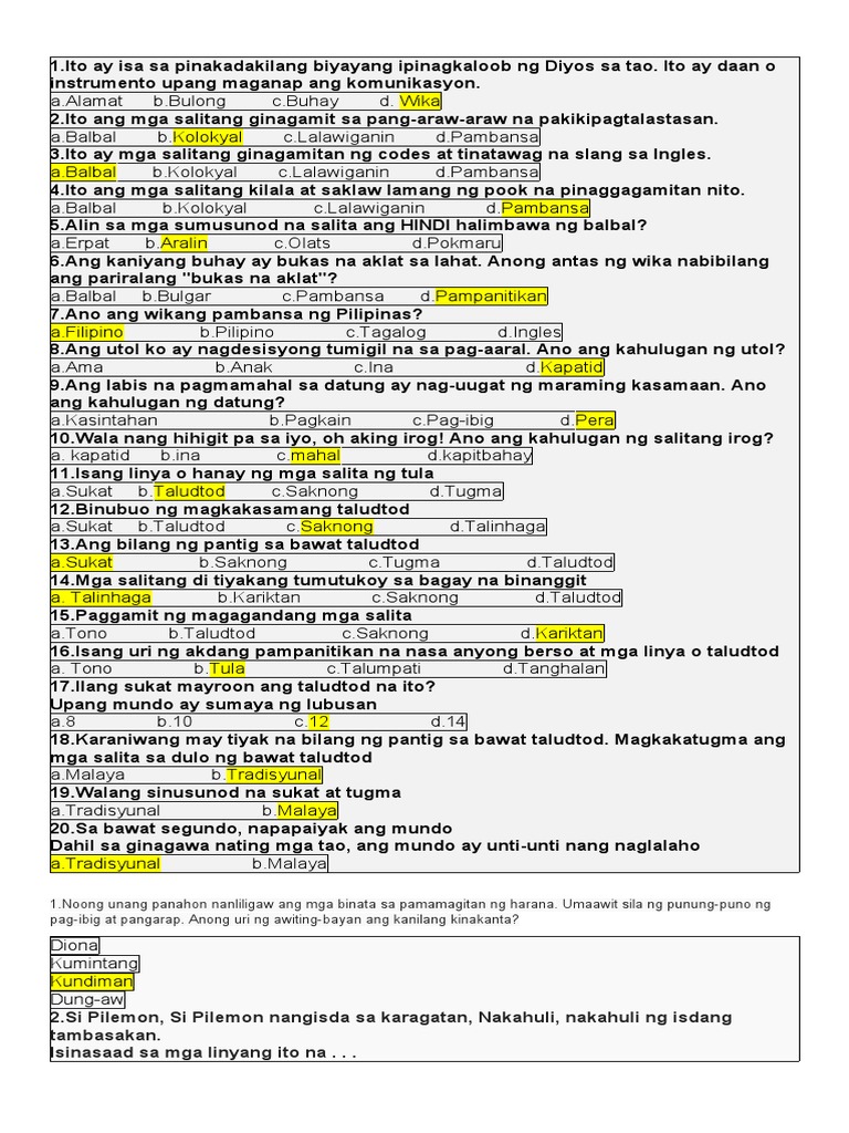 longtest filipino | PDF